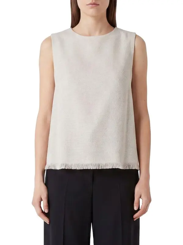 Max Mara Sleeveless Top With Fringe Detail - White