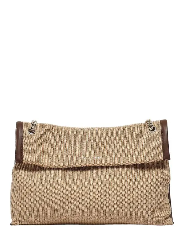 ORTIGNI Woven Shoulder Bag With Chain Strap - White