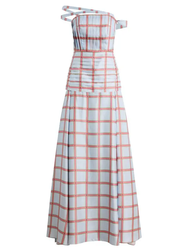 EMILIA WICKSTEAD Estella Grid Wool Maxi Dress - Blue