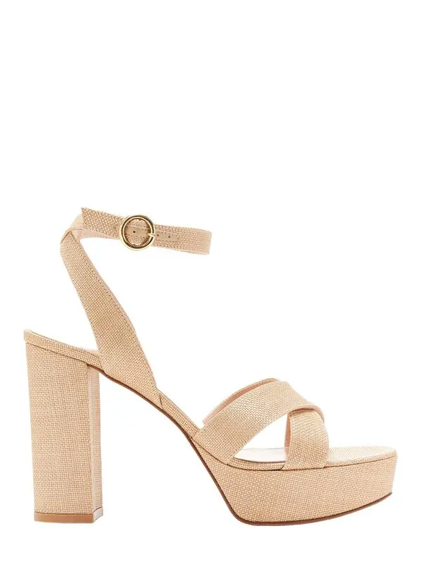 GIANVITO ROSSI Sabrina Raffia Platform Sandals - Neutral