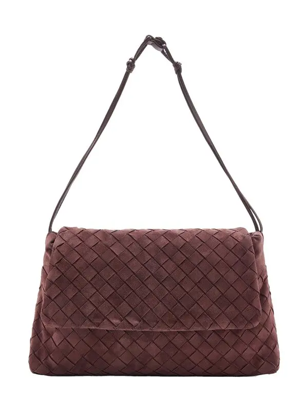 Bottega Veneta Giorno Intrecciato Suede Clutch - Burgundy