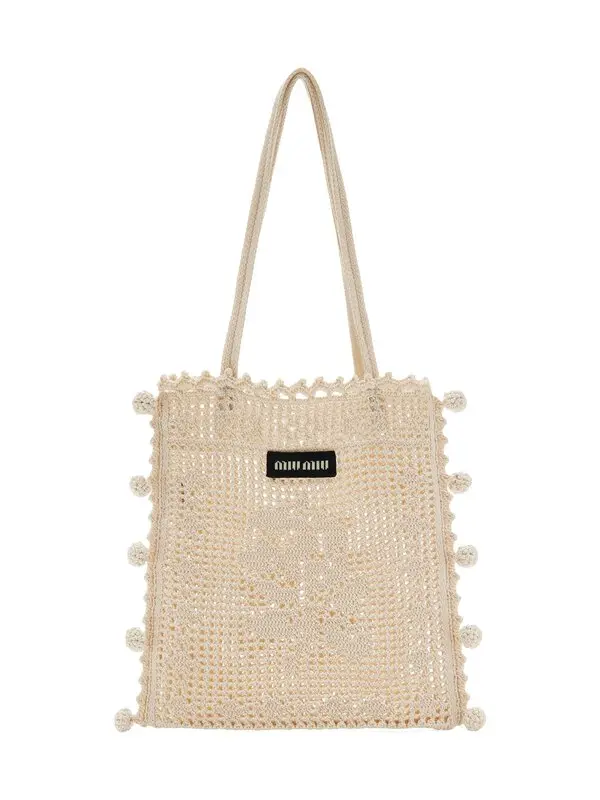 Miu Miu Crochet Mini Tote Bag - White