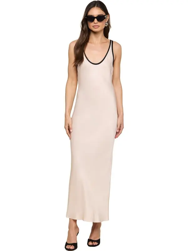 L'Agence Akiya Satin Maxi Dress - Vintage White/black