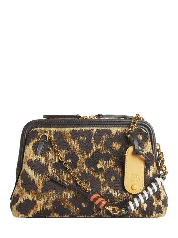 Etro Raffia Embroidered Doc Top-handle Bag - Brown