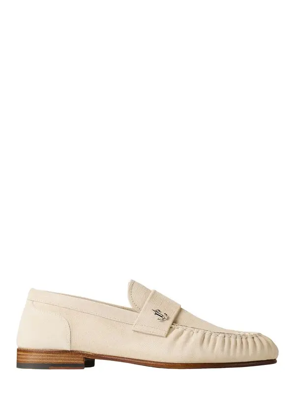 JIMMY CHOO Ellis Loafer Etched Velvet Suede Loafers - Bone
