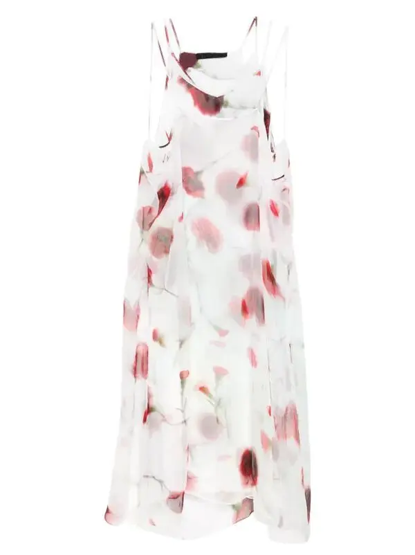 ALAINPAUL Carnation-print Silk Dress - White