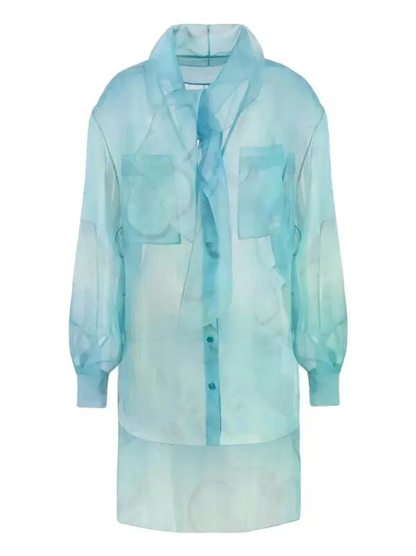 Giorgio Armani Floral Print Silk Shirt - Blue