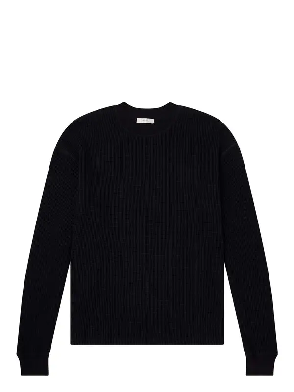 THE ROW Masaki Waffle-knit Cotton Sweater - Black