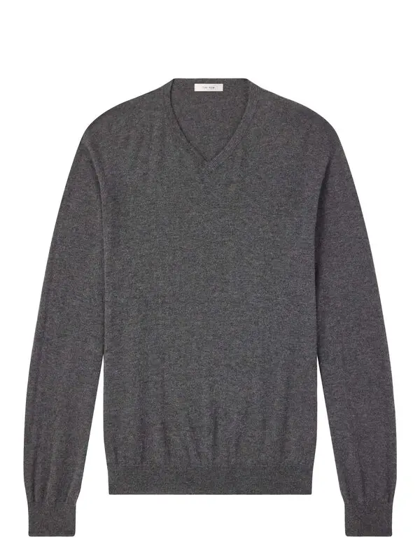 THE ROW Mapple Cashmere V-neck Sweater - Gray