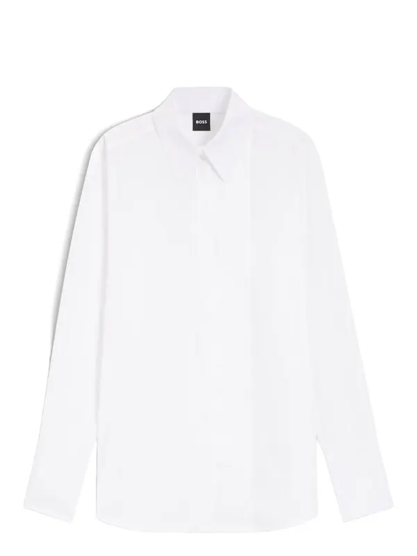 BOSS Pleated-front Cotton Shirt - White