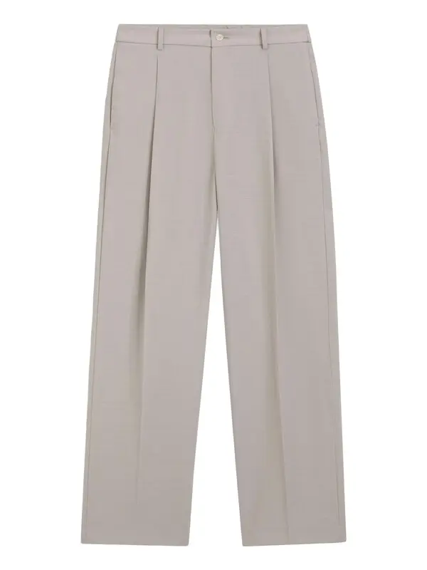 BOSS Relaxed-fit Patterned Virgin Wool Pants - Light Beige