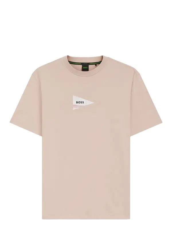 BOSS Regular-fit Photoprint T-shirt In Stretch Cotton - Light Orange