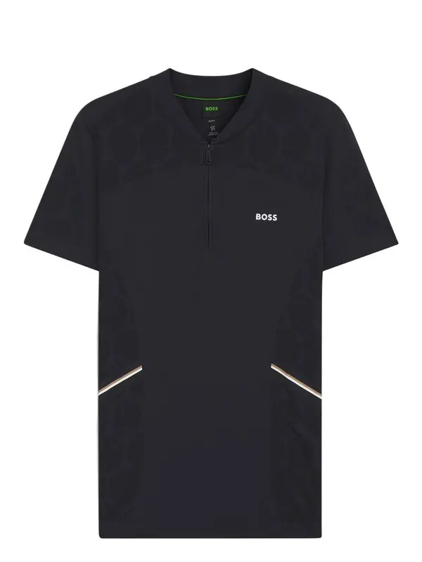 BOSS Slim-fit Polo In Seamless Body-mapping Jersey - Dark Blue