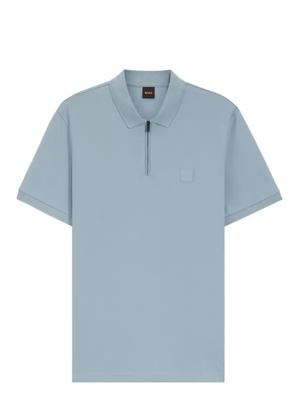BOSS Stretch-cotton Slim-fit Polo Shirt With Logo Patch - Light Blue