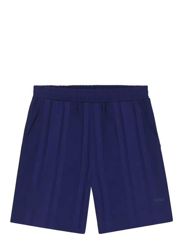 BOSS Cotton Jersey Shorts With Matte And Lustrous Stripes - Dark Blue
