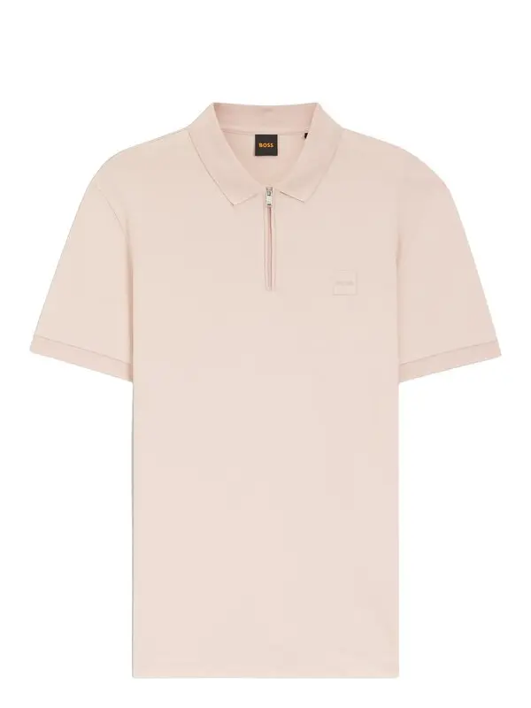BOSS Stretch-cotton Slim-fit Polo Shirt With Logo Patch - Light Pink