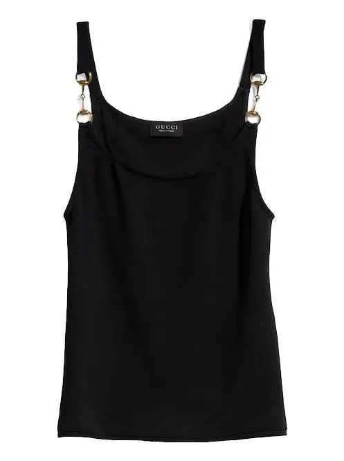 Gucci Viscose Crêpe Jersey Top With Horsebit Detail - Black