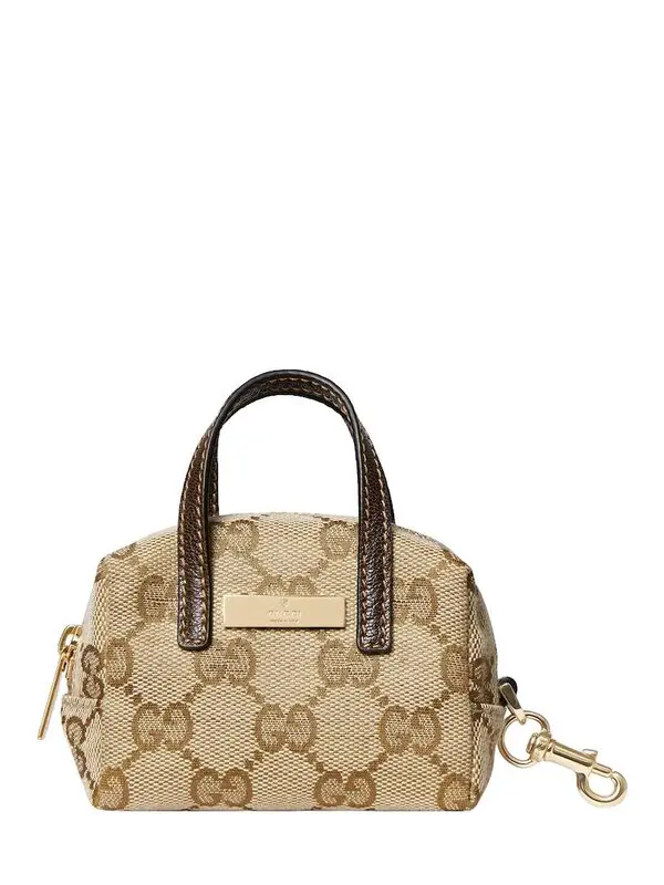 Gucci Boston Bag Charm In Gg Canvas - Beige