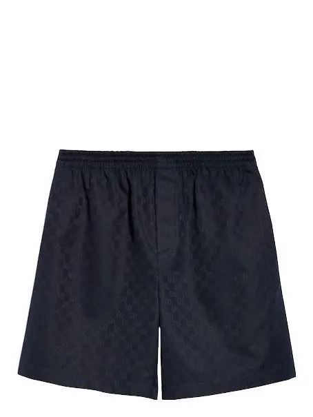 Gucci Gg Cotton Canvas Shorts - Blue