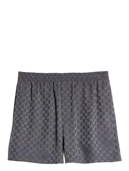 Gucci Gg Silk Jacquard Shorts - Grey