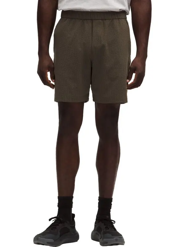 Lululemon Abc Textured Wovenair Pull-on Short 7 - Olive Brown