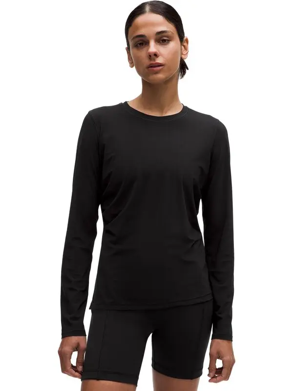 Lululemon Uv-protective Side Ruched Running Long Sleeve - Black
