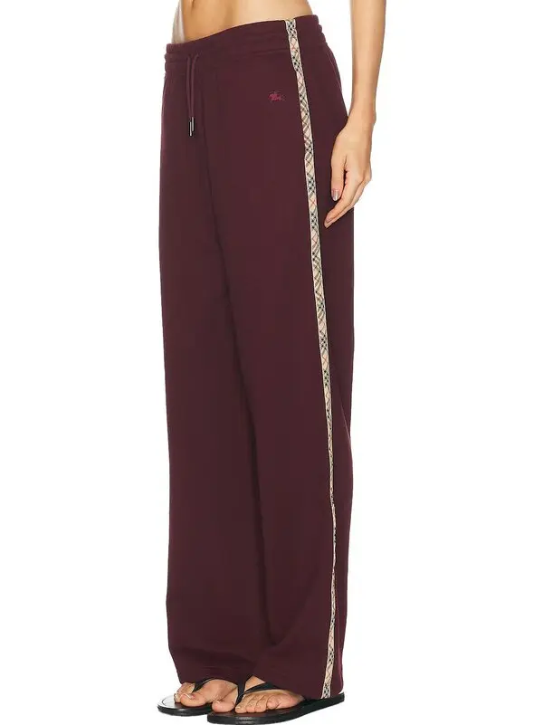 Burberry Jodie Sweatpant With Signature Check Detail - Vineyard Red