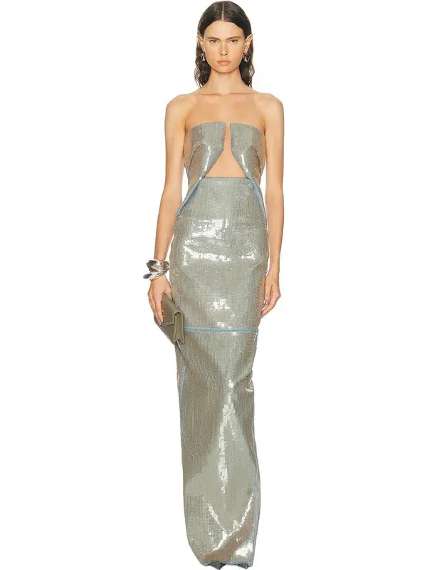 Rick Owens Sequined Gown - Blue & Sand