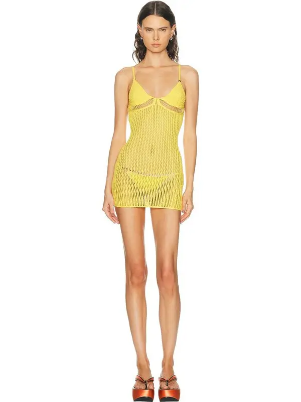 Attico Knit Mini Dress - Yellow