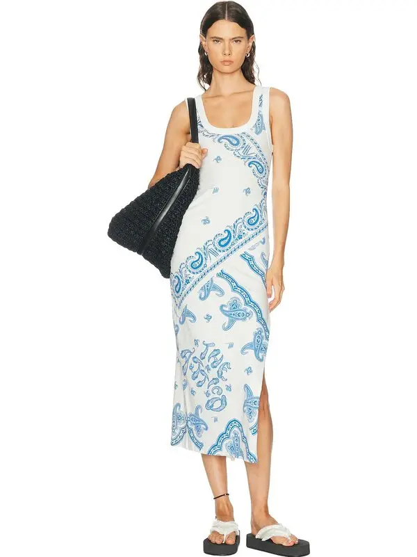 Attico Paisley Midi Dress - Light Blue & White