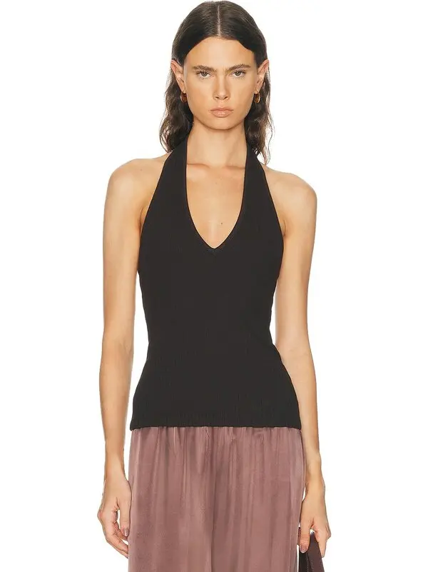 Citizens Of Humanity Thea Ribbed Halter Top - Chocolate