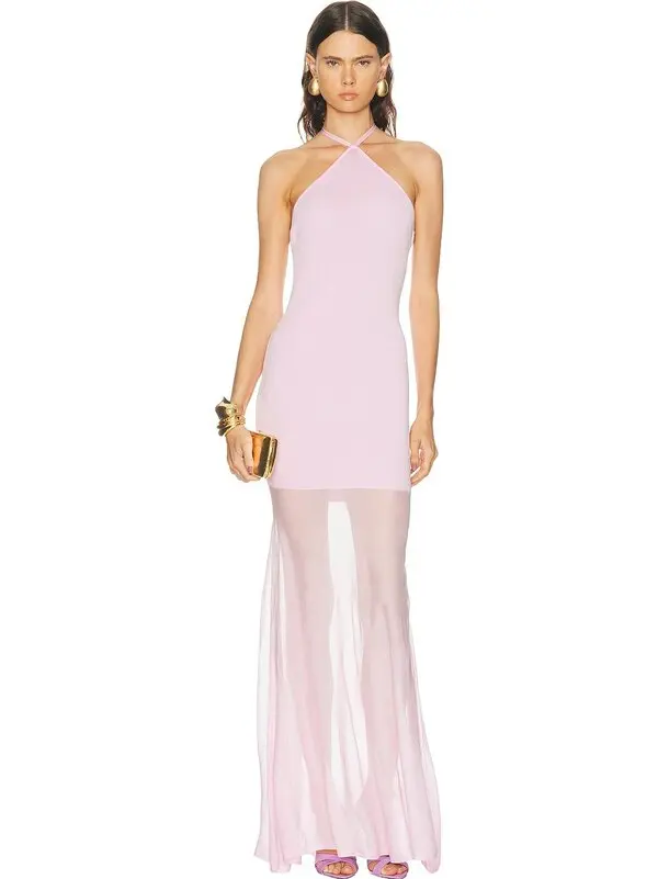 SEROYA Jemma Halterneck Gown - Ballet Pink