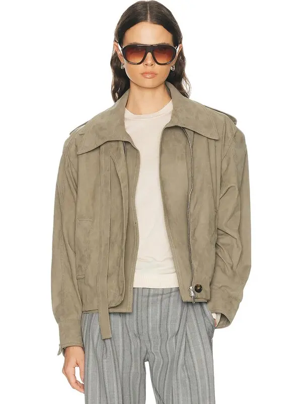 Stella McCartney Faux Suede Double Layer Jacket - Truffle