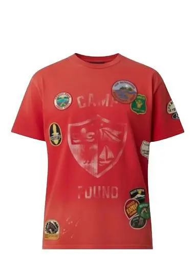 FOUND Embroide Patches Camp Tee Shirt - Red