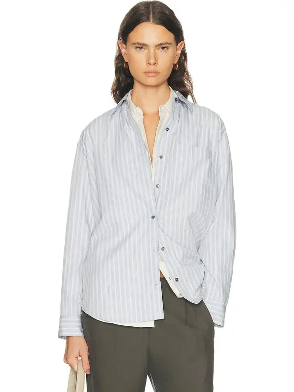 LESET Classic Button Down Shirt With Pocket - Sterling Stripe