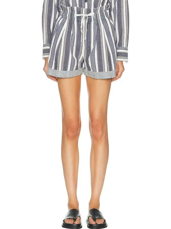 Isabel Marant Étoile Nirma Striped Cotton Shorts - Ecru & Blue