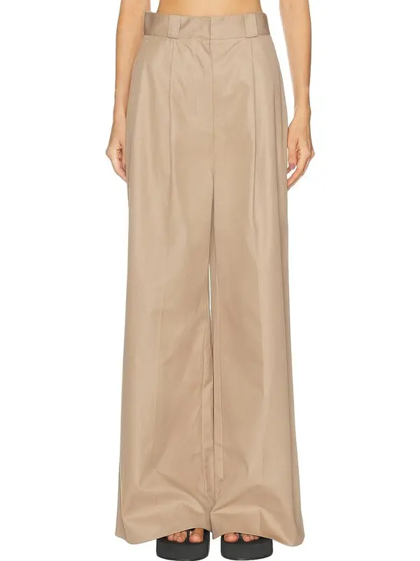 Balenciaga High Waist Wide Leg Pant - Beige