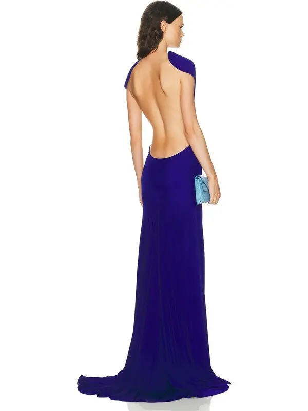 TOM FORD Open Back Evening Gown - Clematis Blue