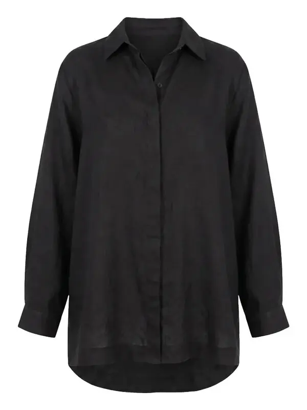 Adrift Clothing Oversized Linen Boyfriend Shirt - Black