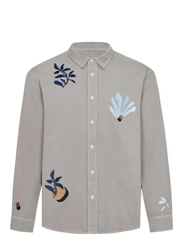INGMARSON Abstract Floral Organic Cotton Shirt - Grey