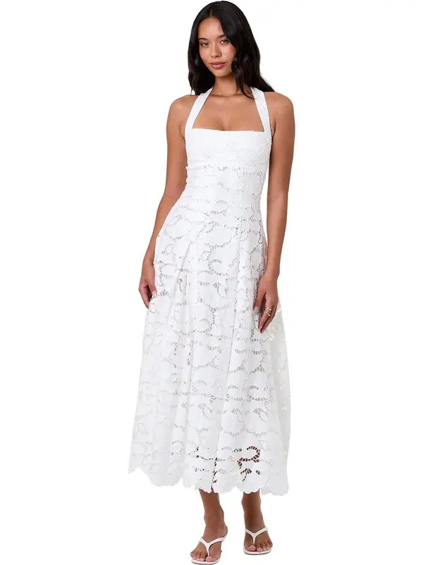 NICHOLAS Elisabeth Lace Midi Dress - Ivory