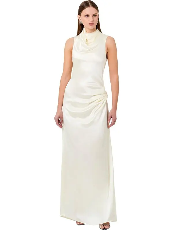NICHOLAS Fabiana" Cowl Neck Maxi Dress - Ivory