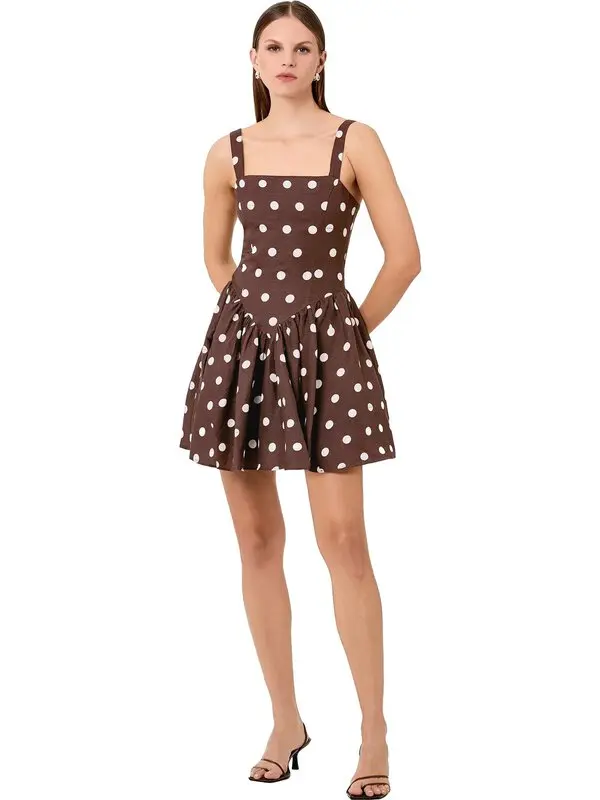 NICHOLAS Vittoria Dress - Mocha Polka Dot