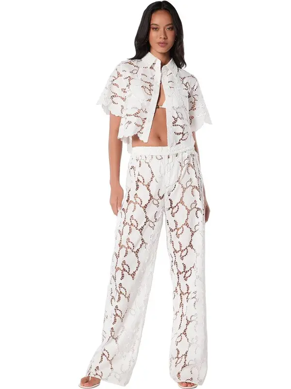NICHOLAS Sandra Lace Wide-leg Pants - Ivory