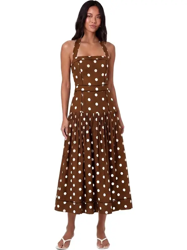NICHOLAS Vivianne Dress Spice Ivory Polka Dot - Spice / Ivory Polka Dot