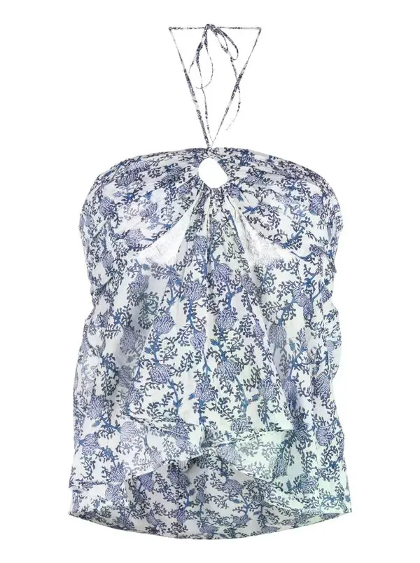 MARANT ETOILE Floral Print Halterneck Blouse - White