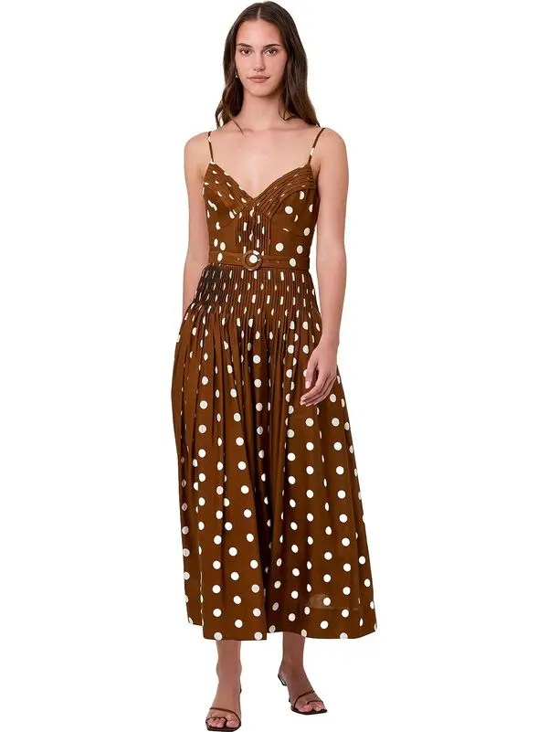 NICHOLAS Polka Dot Midi Dress - Spice / Ivory Polka Dot