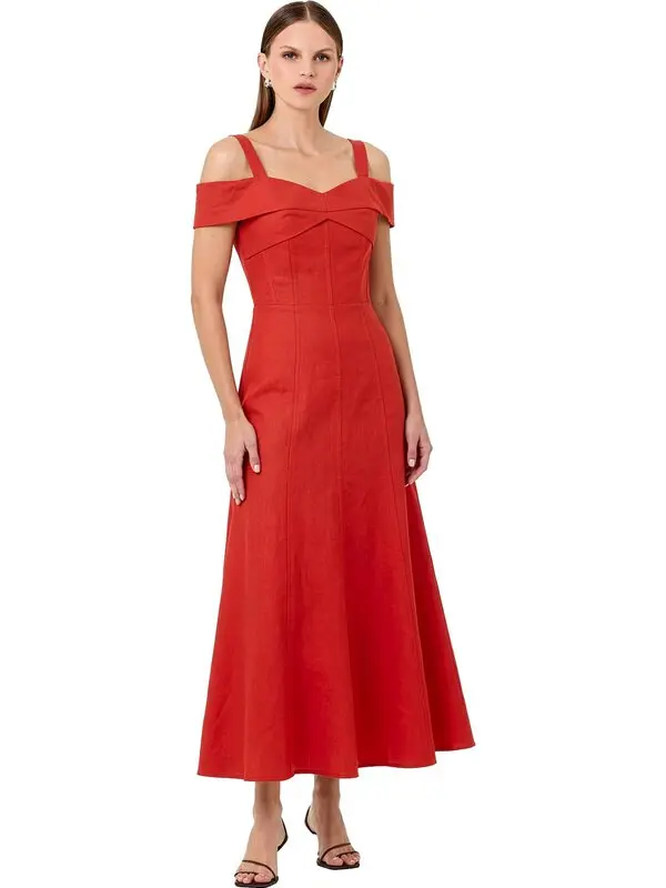 NICHOLAS Ivana Off-the-shoulder Dress - Tomato