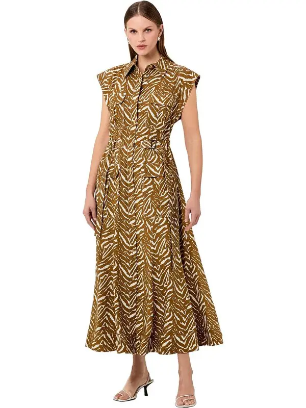 NICHOLAS Romina Zebra Print Shirt Dress - Abstract Zebra