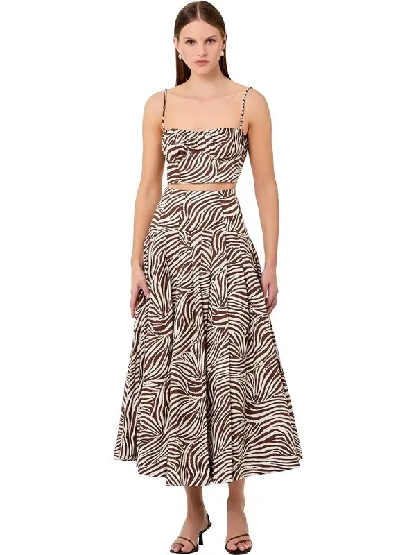 NICHOLAS Yasmin Skirt Zebra Print Midi Skirt - Striata Print
